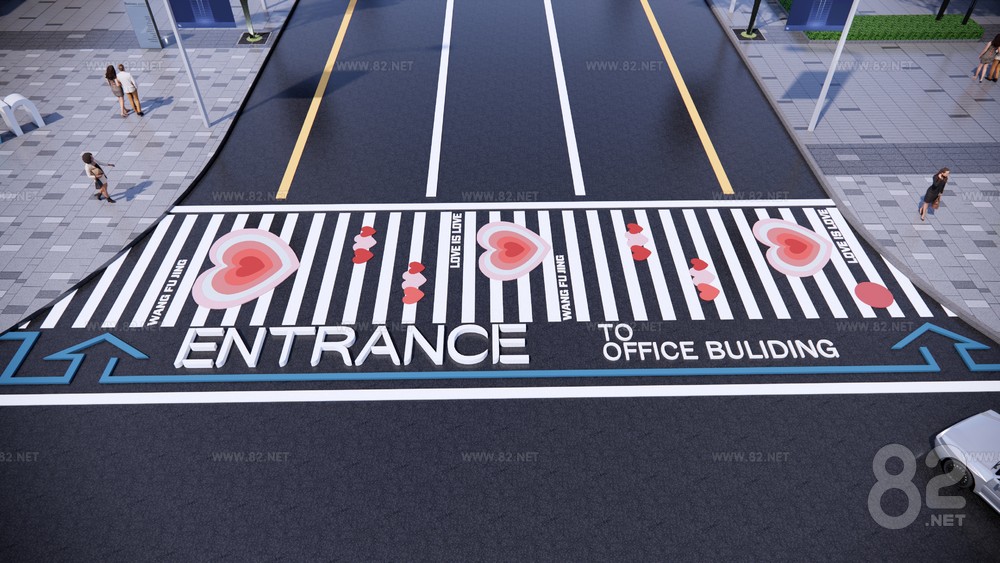 Zebra crossing road arrow Sketchup Model | SketchUp(.skp) - 82Models