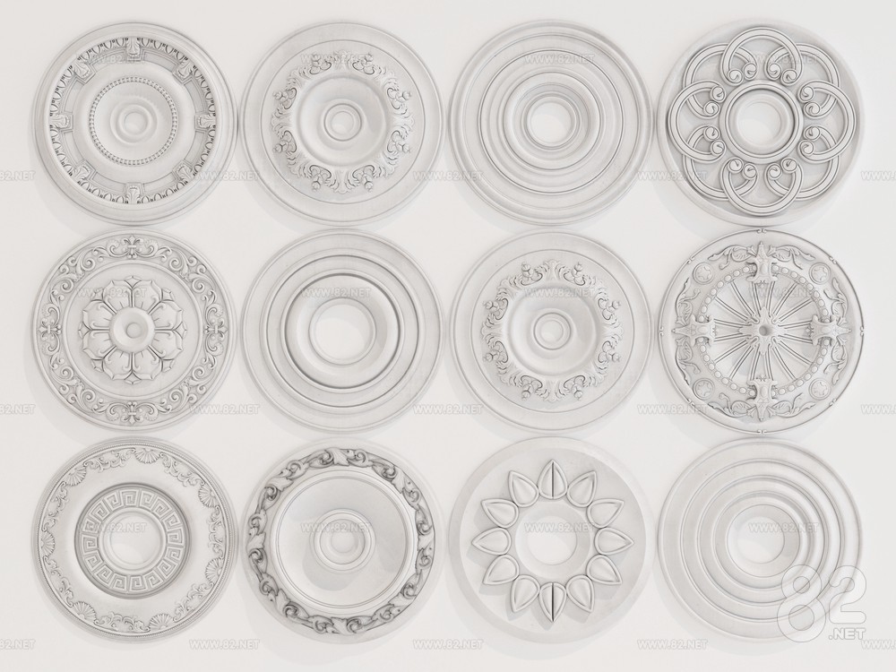 French plaster lamp panel carved components | 3Ds Max(.max) - 82Models