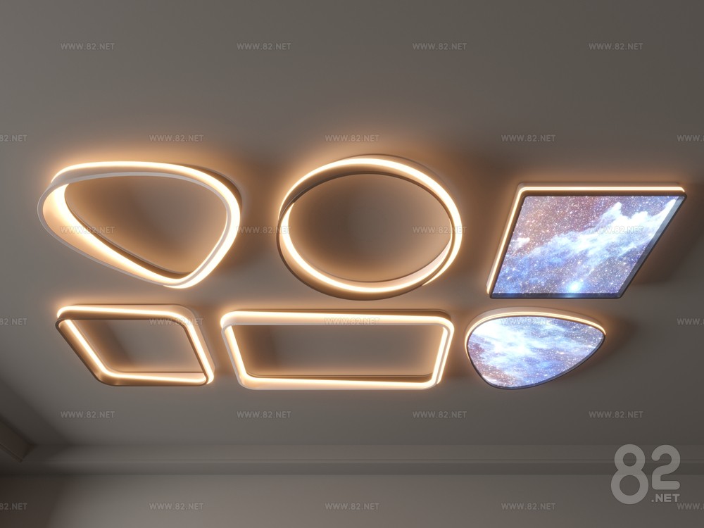 Geometric ceiling light bedroom light star light | 3Ds Max(.max) - 82Models