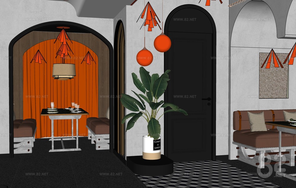 Western Restaurant Booth Sofa Sketchup Model | SketchUp(.skp) - 82Models