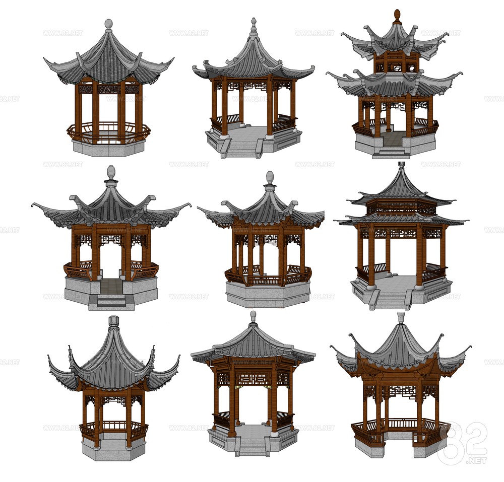 Pavilion gazebo hexagon pavilion | SketchUp(.skp) - 82Models