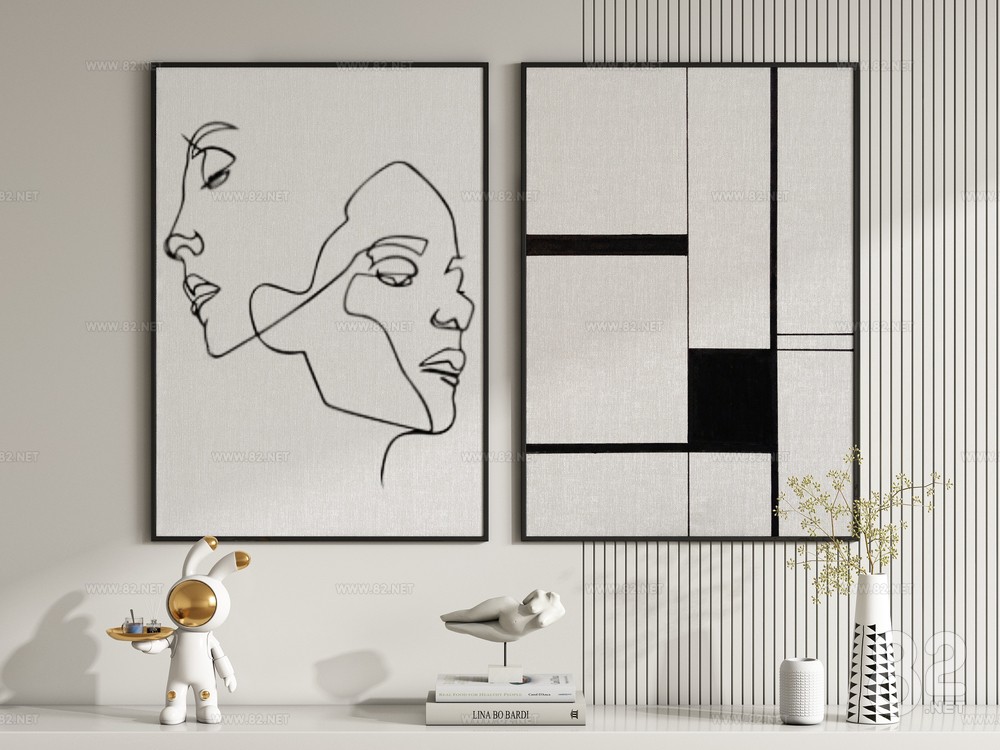 Decorative painting portrait painting simple stroke geometric painting ...