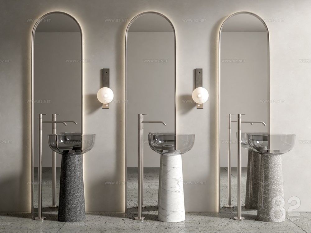 Column type basin wash basin 3D Model | 3Ds Max(.max) - 82Models
