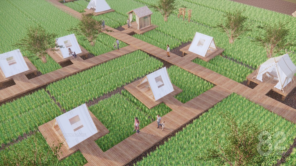 Rice Field Campground | SketchUp(.skp) - 82Models
