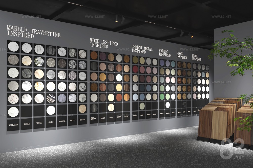 Color plate display wall material display area | SketchUp(.skp) - 82Models