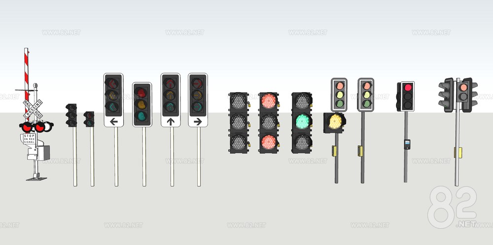 Traffic signs, signal lights, traffic lights | SketchUp(.skp) - 82Models