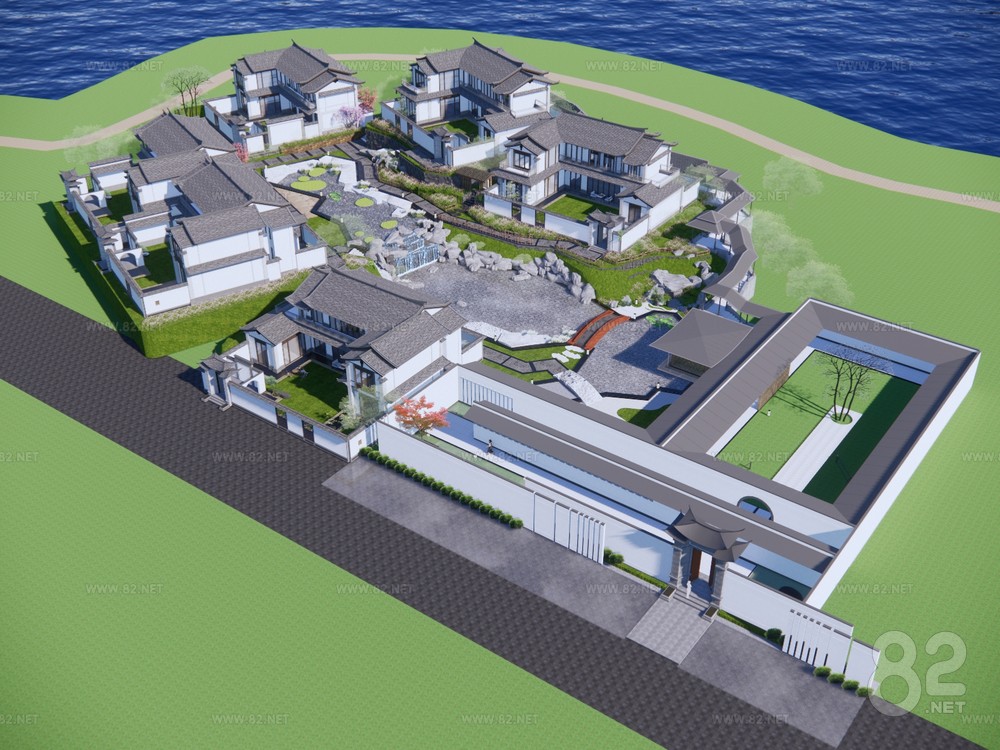 Villa bird's eye view | SketchUp(.skp) - 82Models