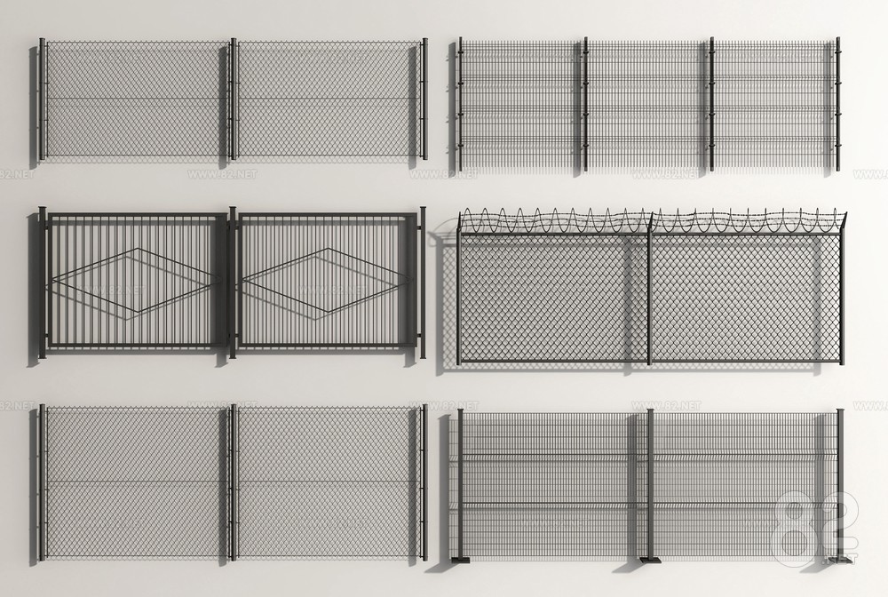 Wire mesh fence Barbed wire fence | SketchUp(.skp) - 82Models