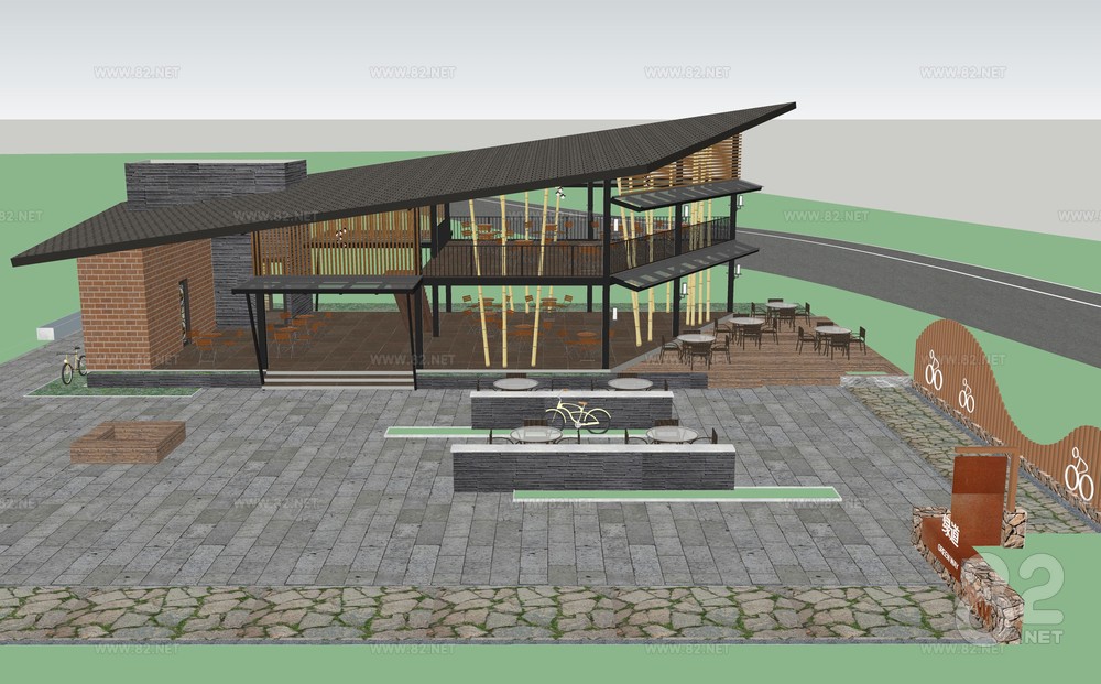 Rest center post appearance | SketchUp(.skp) - 82Models