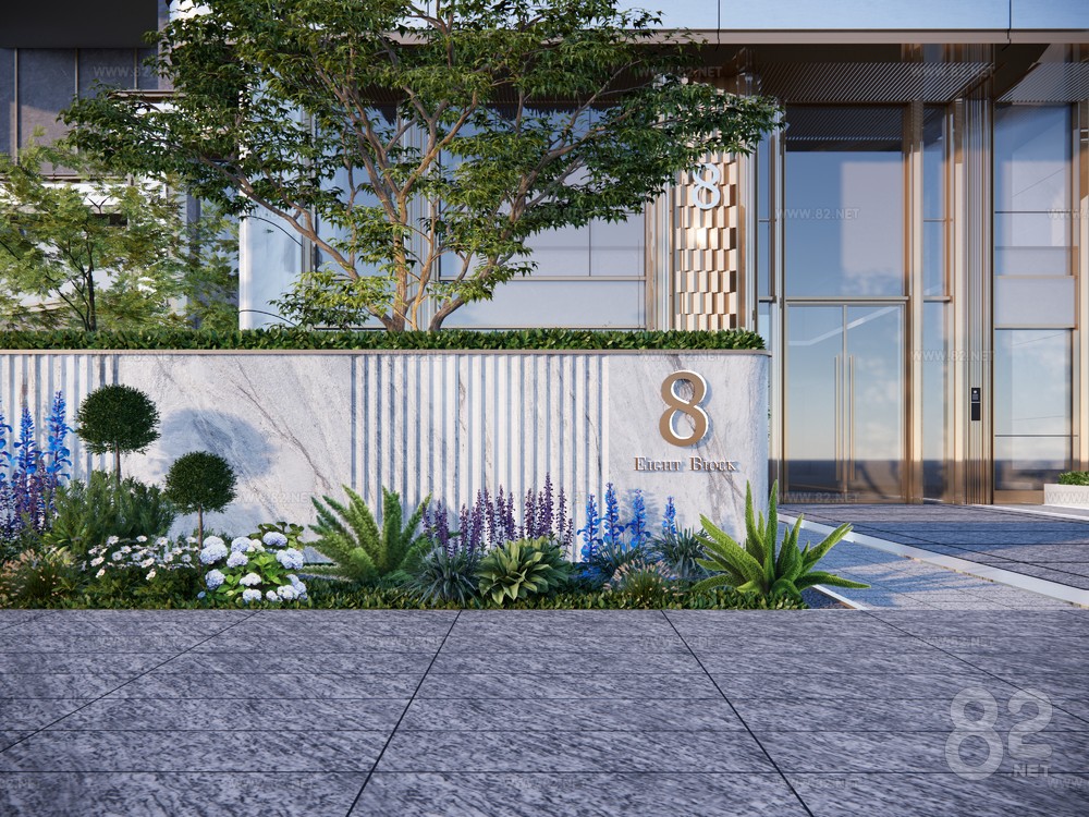 Demonstration area landscape wall | SketchUp(.skp) - 82Models