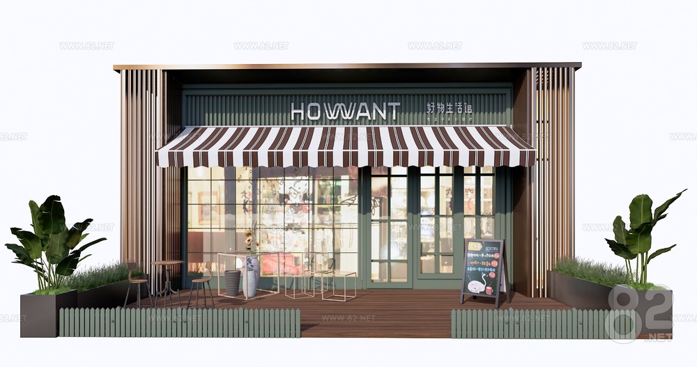 Milk Tea Shop Shopfront Sketchup Model | SketchUp(.skp) - 82Models