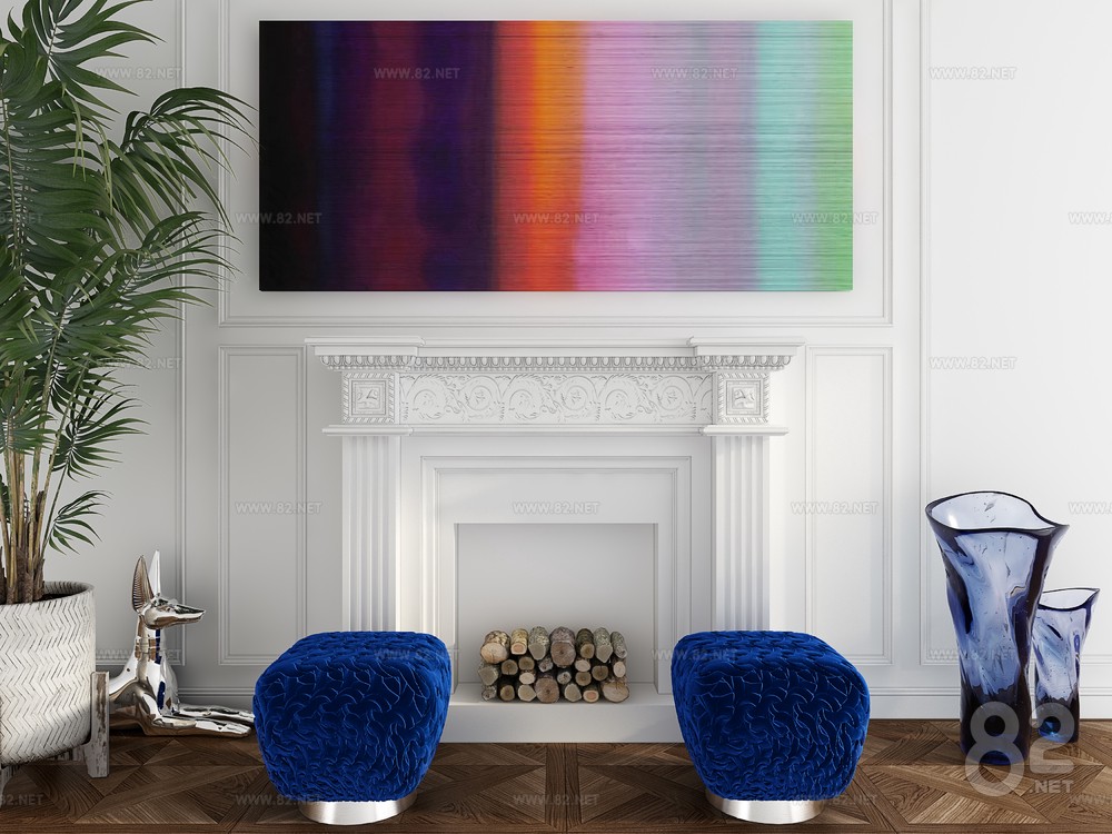 Blue Low Stool | 3Ds Max(.max) - 82Models