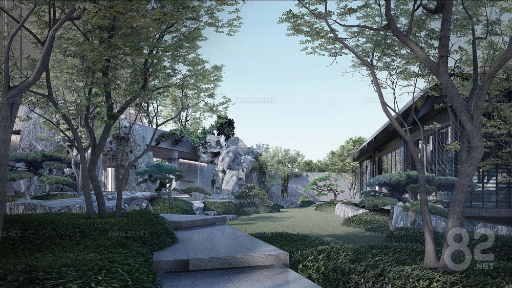 rockery stacked water courtyard | SketchUp(.skp) - 82Models