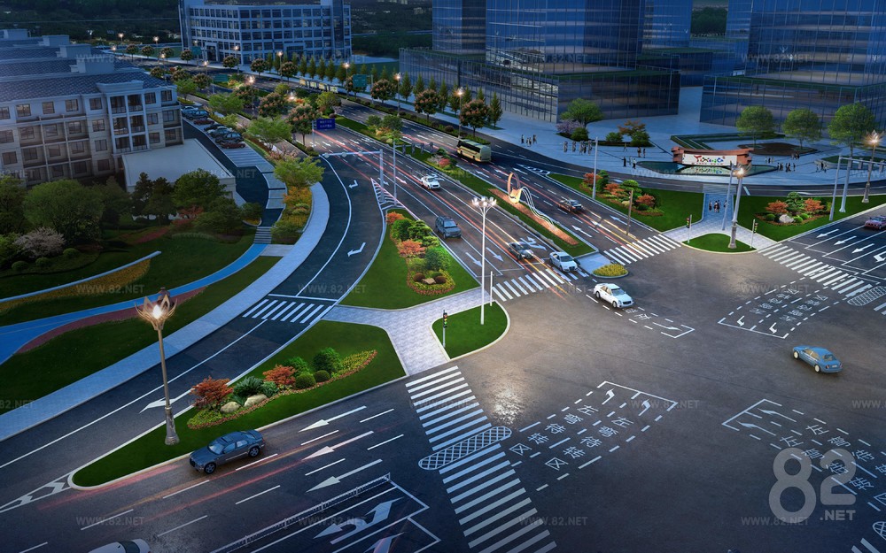 road bridge night view bird's eye view psd | 3Ds Max(.max) - 82Models
