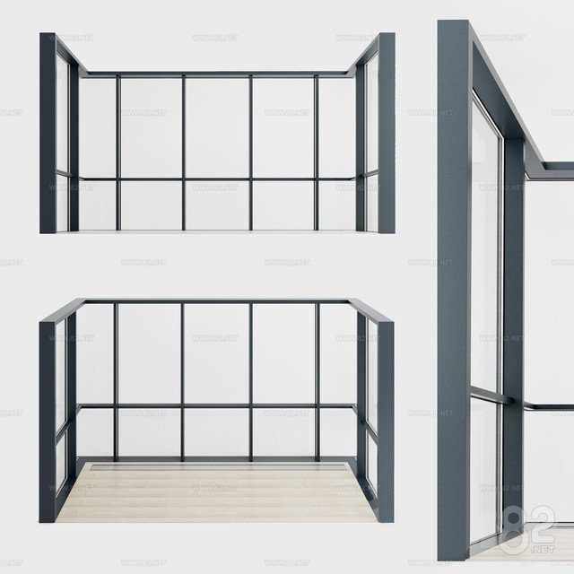 Minimalist aluminum alloy floor-to-ceiling windows | 3Ds Max(.max) - 82Models