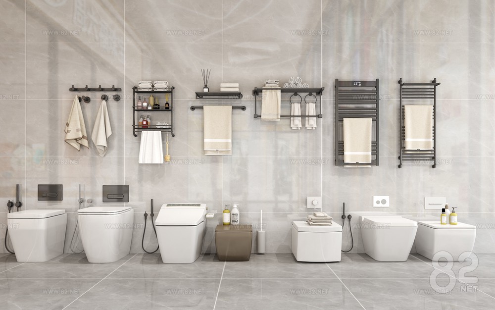 Toilet Toilet Towel Rack Bathroom Supplies Free | 3Ds Max(.max) - 82Models