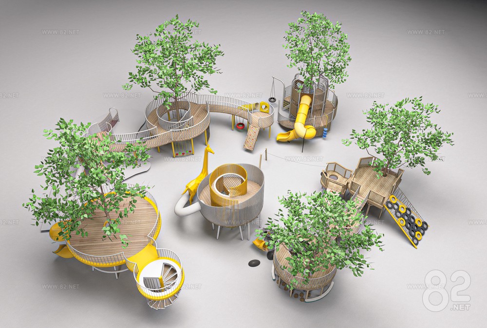 Children's Equipment Combination Tree House Climbing Frame | SketchUp ...