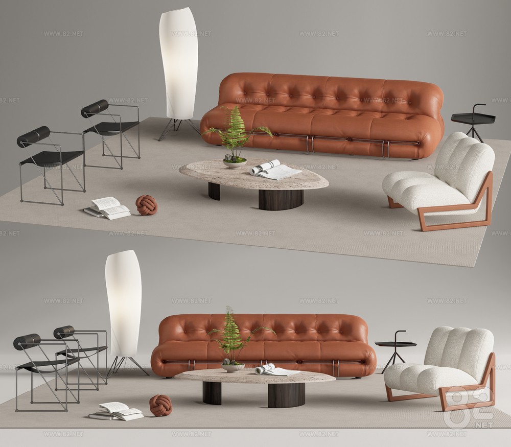 Leather Sectional Sofa | SketchUp(.skp) - 82Models