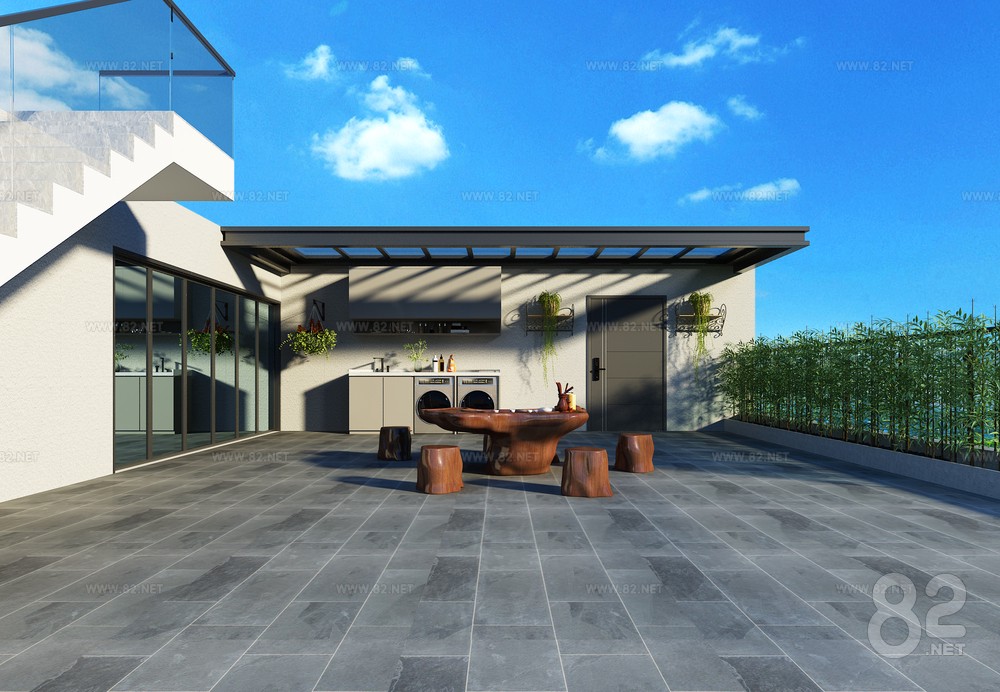 Modern Terrace Balcony Garden Free | 3Ds Max(.max) - 82Models