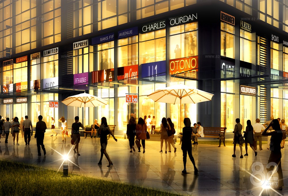 modern commercial street night scene psd | 3Ds Max(.max) - 82Models