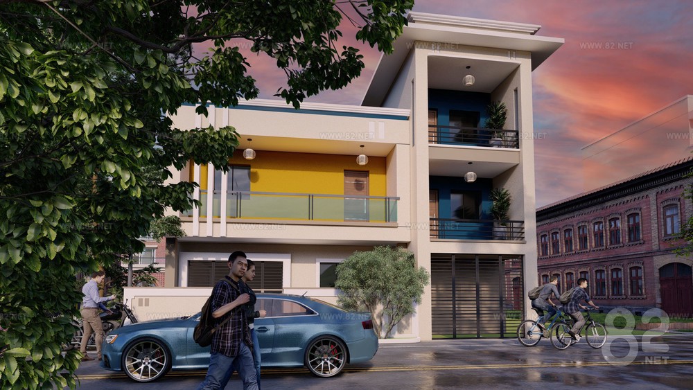 Simple three-story building | 3Ds Max(.max) - 82Models