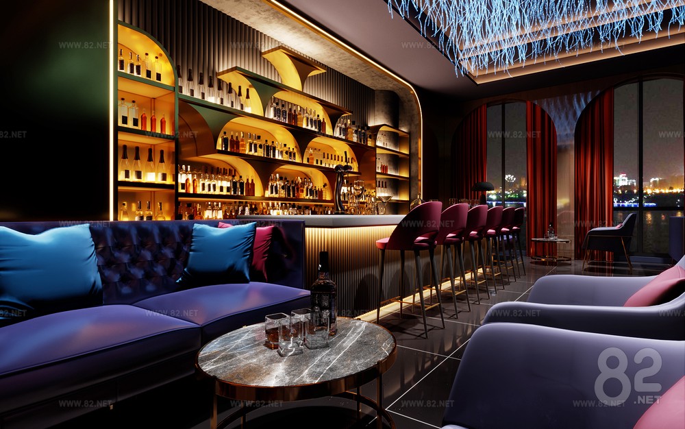 Free lobby bar area 3D Model | 3Ds Max(.max) - 82Models