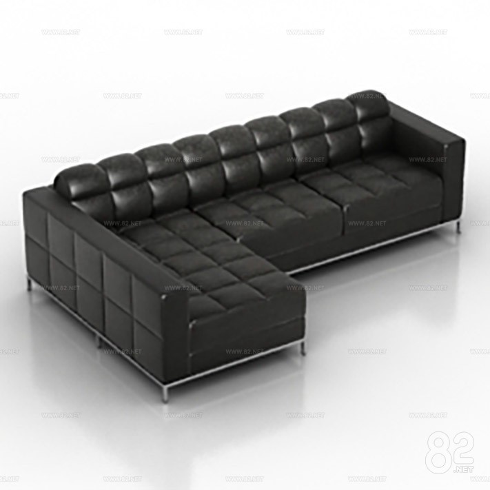 Modern Minimalist Black Leather Corner Multiplayer Sofa Free | 3Ds Max(.max) - 82Models
