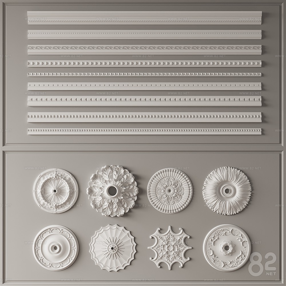 European Gypsum Disc Decorative Combination | 3Ds Max(.max) - 82Models