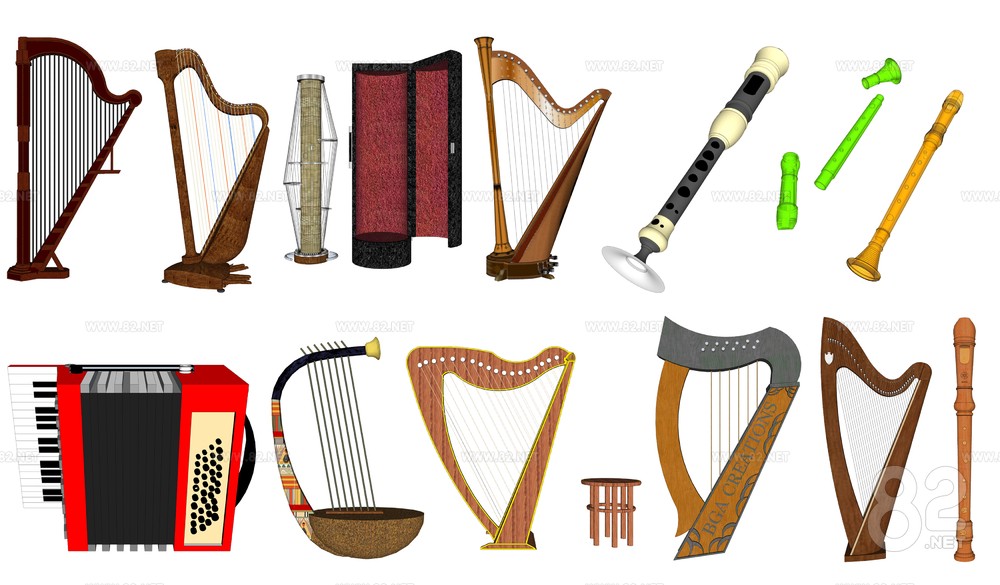 Musical Instruments | SketchUp(.skp) - 82Models