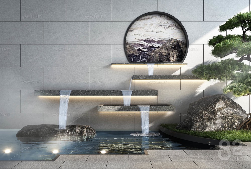 courtyard waterscape wall | 3Ds Max(.max) - 82Models