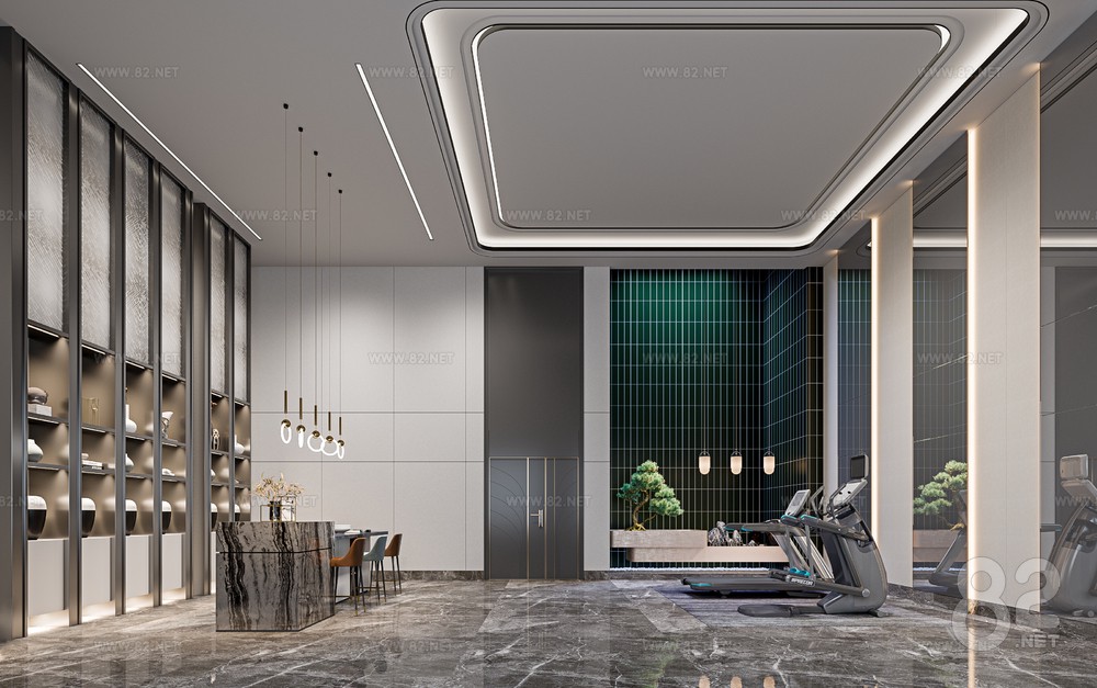 Modern Gym Reception Hall | 3Ds Max(.max) - 82Models