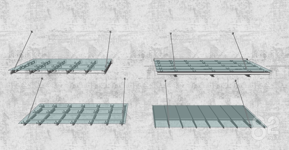 Modern glass steel frame structure canopy | SketchUp(.skp) - 82Models