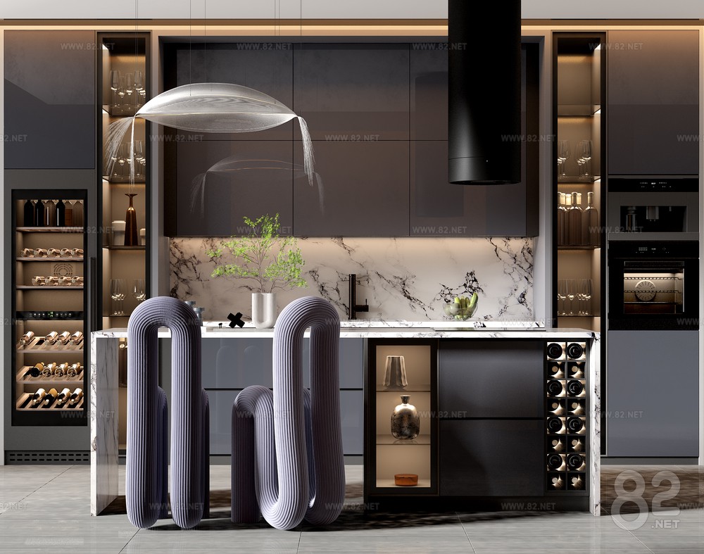 Island in Modern Cabinet | 3Ds Max(.max) - 82Models