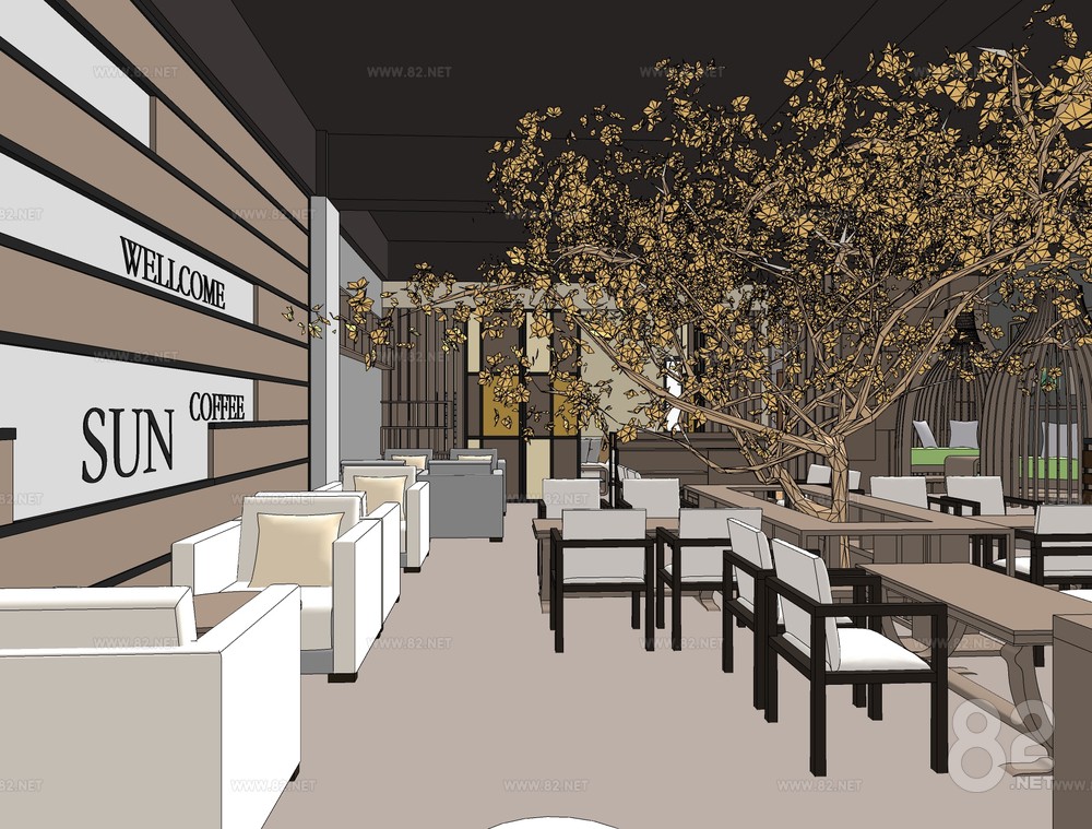 Cafe Sketchup Model | SketchUp(.skp) - 82Models