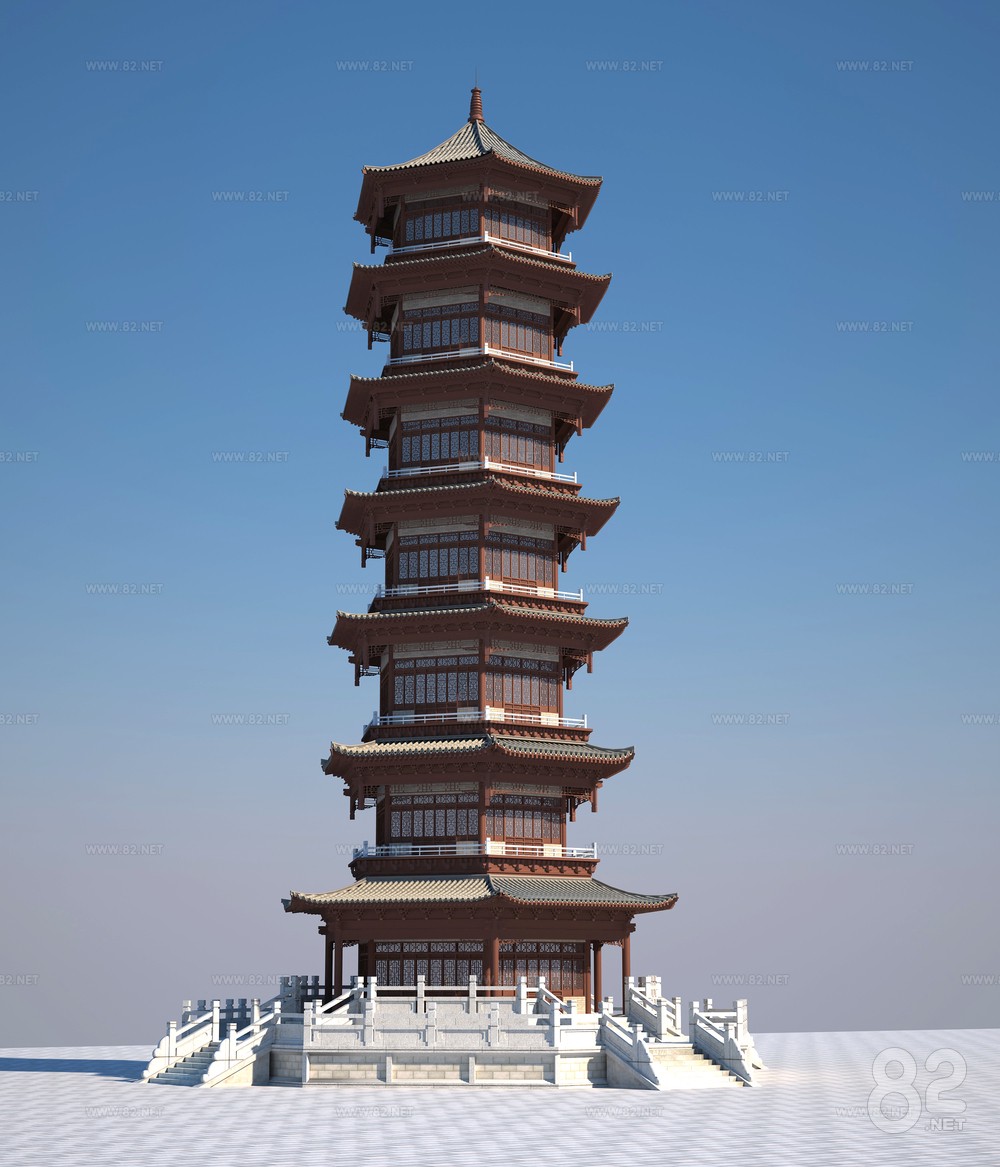 seven-story tower | 3Ds Max(.max) - 82Models
