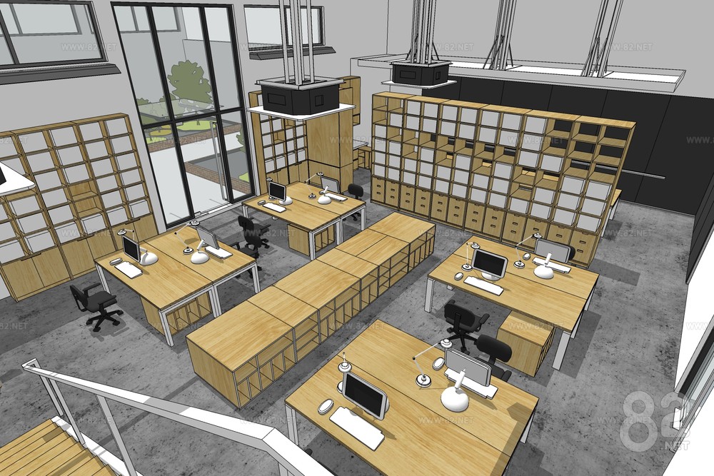 Office Area Sketchup Model | SketchUp(.skp) - 82Models