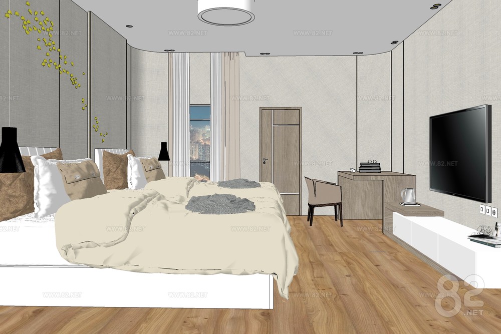Guest Room Sketchup Model | SketchUp(.skp) - 82Models