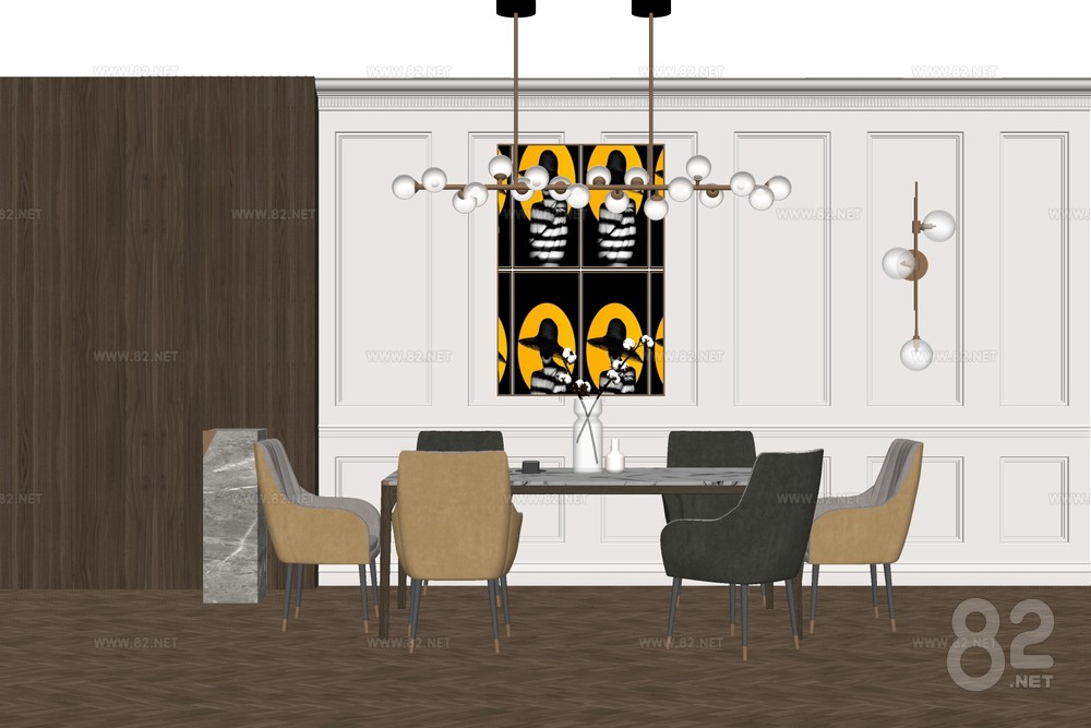 Dining table and chair | SketchUp(.skp) - 82Models