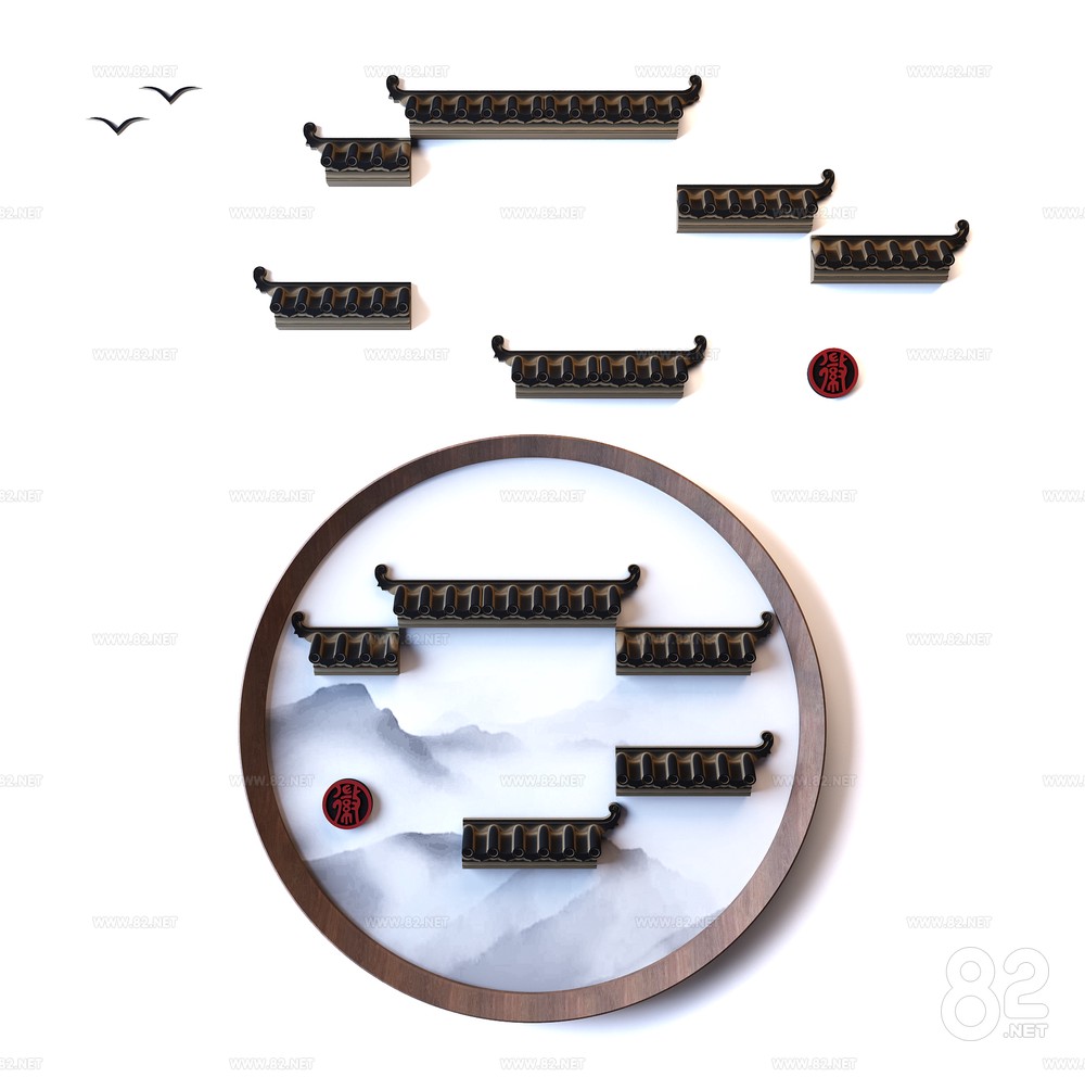 Eaves Roof Three-dimensional Wall Decorations | 3Ds Max(.max) - 82Models