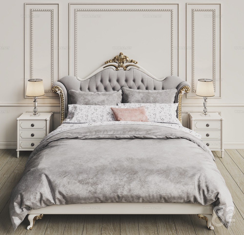 European-style Leather Double Bed Bedside Cabinet Combination | 3Ds Max(.max) - 82Models