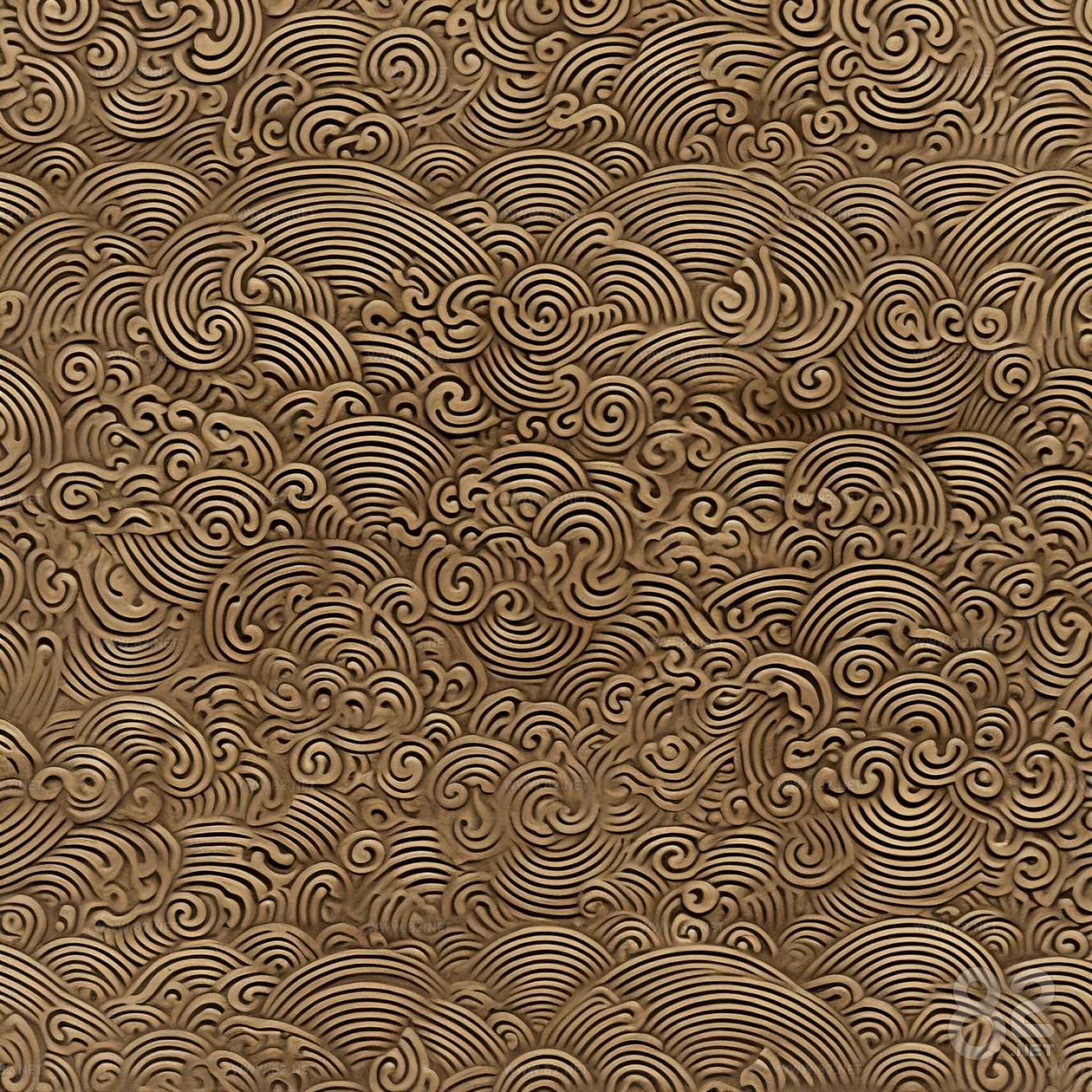 Auspicious cloud pattern metal relief plate 3D | Texture Maps (.jpg ...