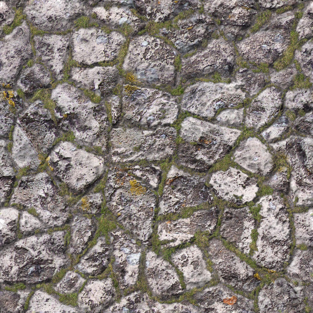 Seamless gray moss turf rock stone wall ground 3D | Texture Maps (.jpg ...