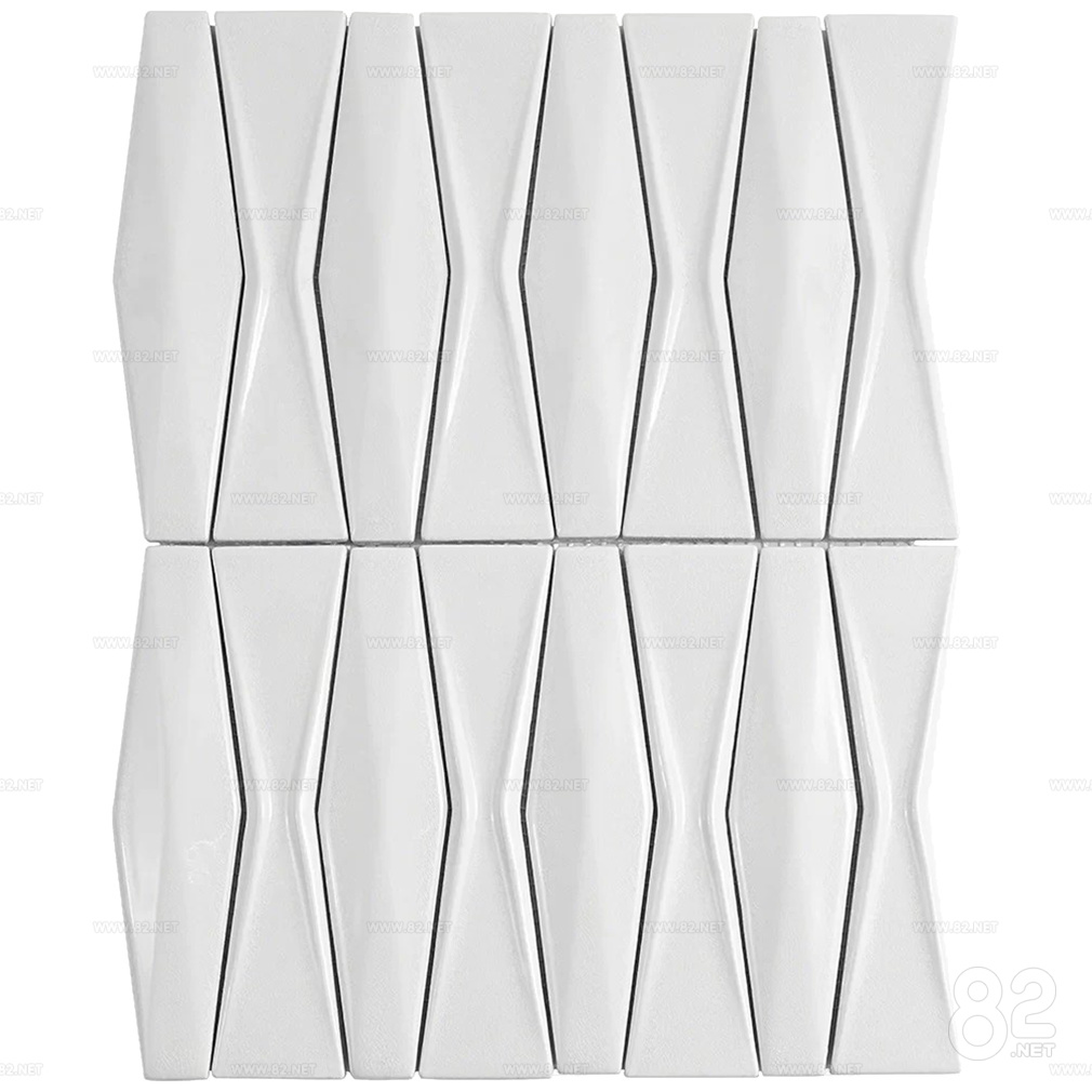 White Art Mosaic Bathroom Tile | Texture Maps (.jpg .png) - 82Models