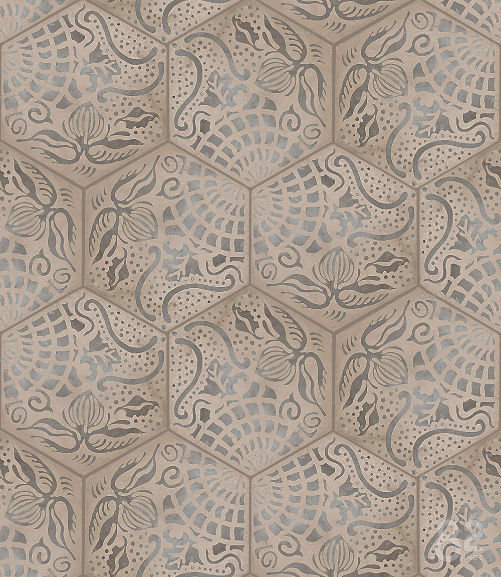 Seamless retro hexagonal marble stone geometric patchwork pattern ...