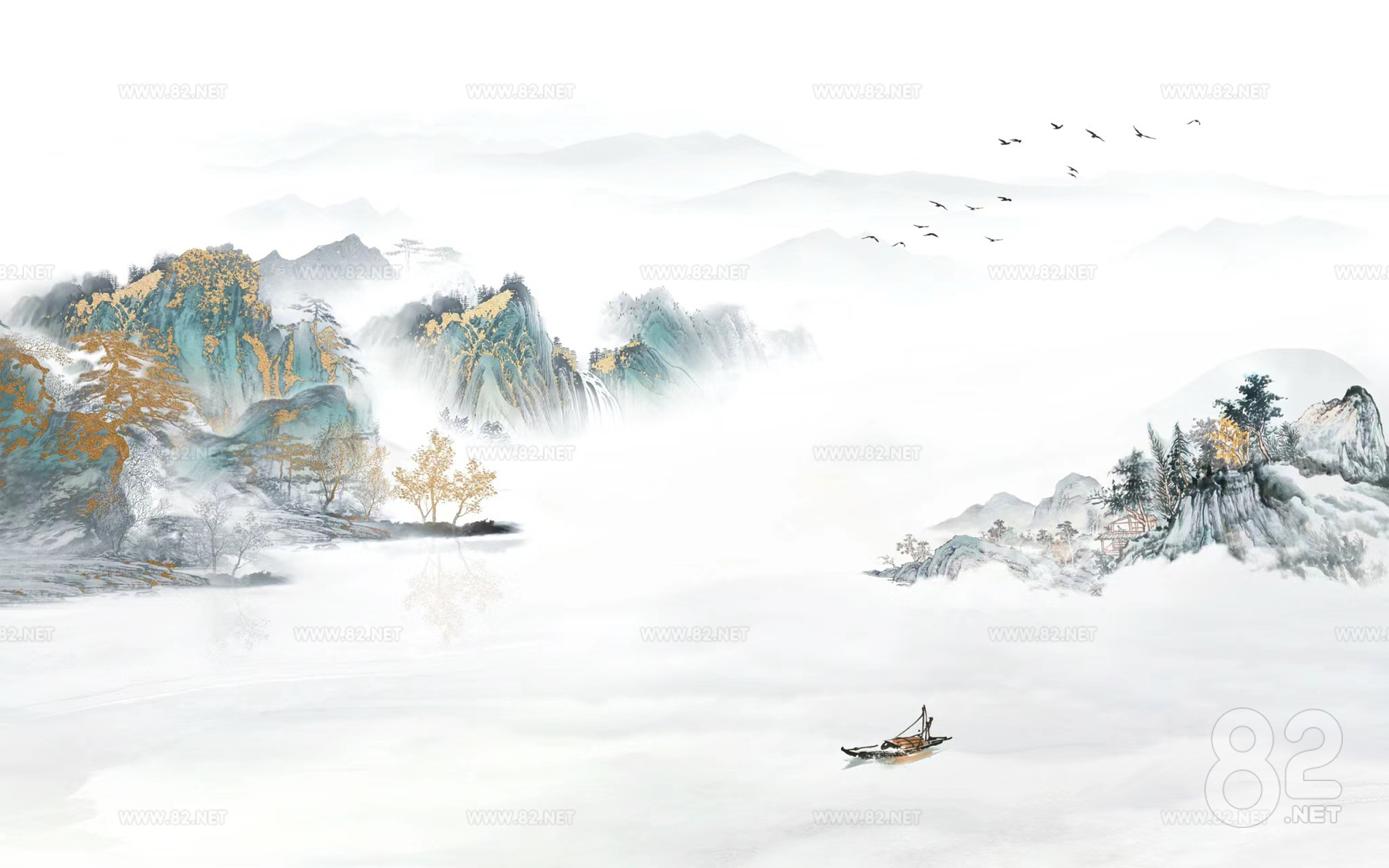 Chinese landscape ink wallpaper 3D | Texture Maps (.jpg .png) - 82Models