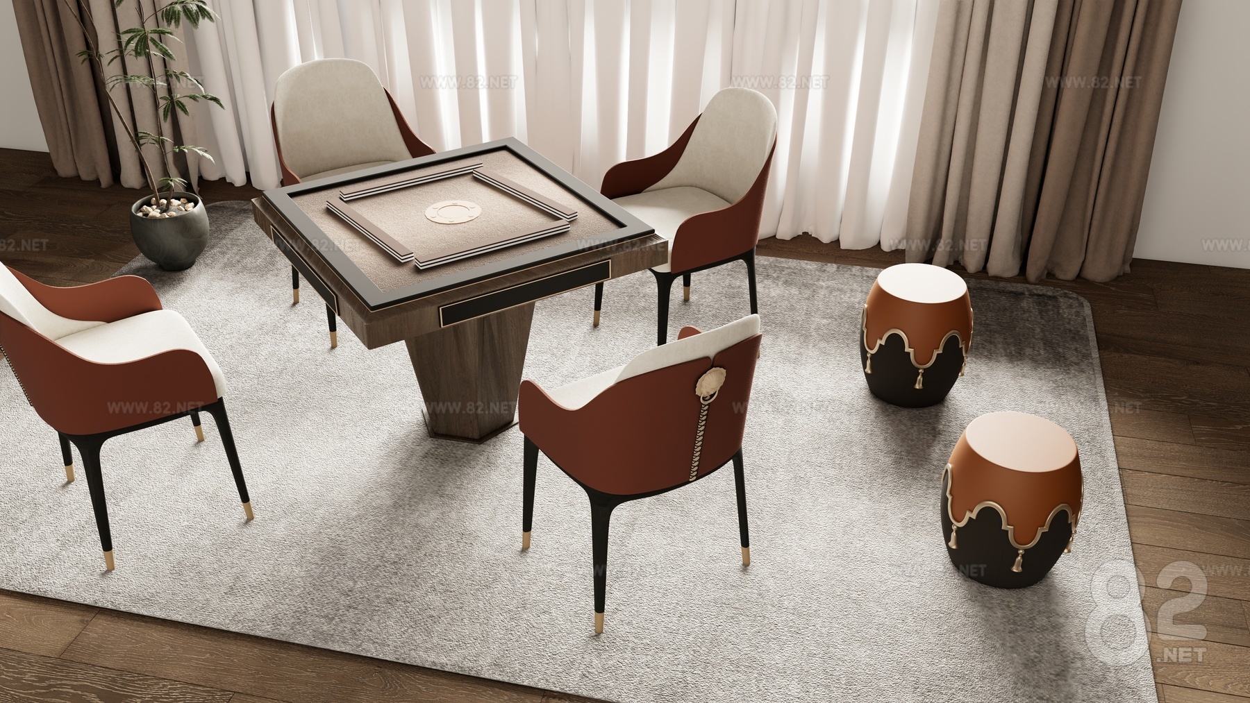 Mahjong table and chairs free | 3Ds Max(.max) - 82Models