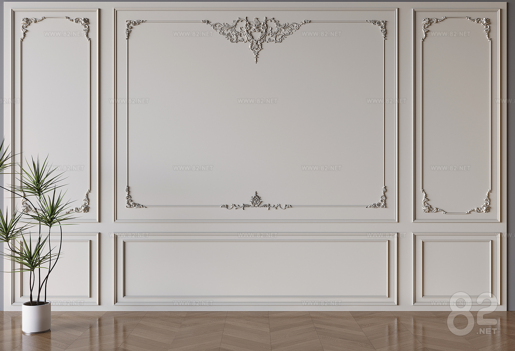 French carved plaster line sofa Wall | 3Ds Max(.max) - 82Models