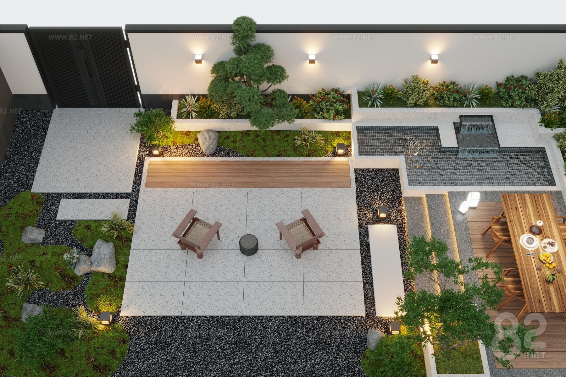 Modern Garden Landscape Courtyard Waterscape Home Courtyard Villa ...