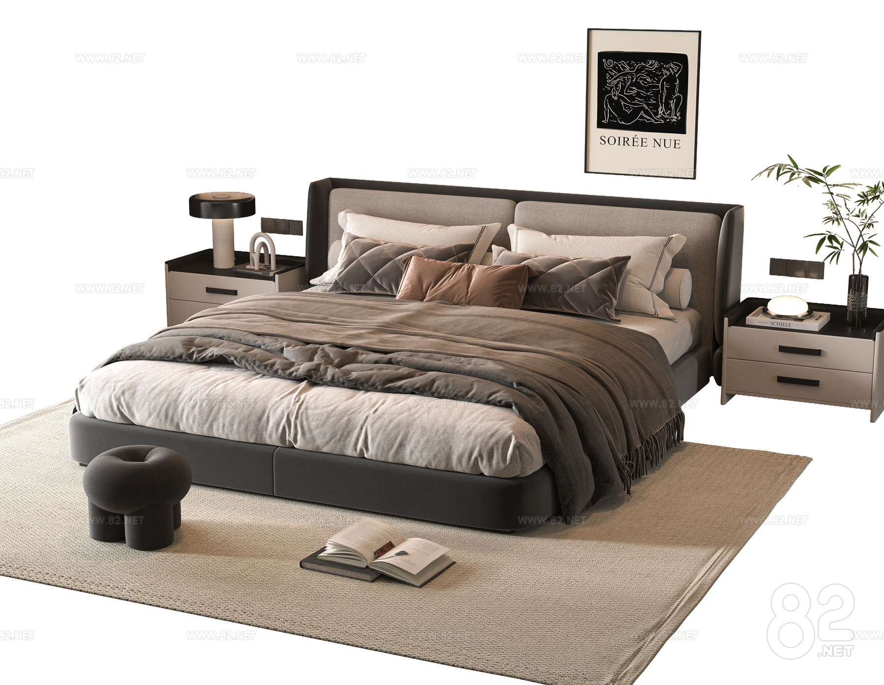 Modern Double Bed download | 3Ds Max(.max) - 82Models