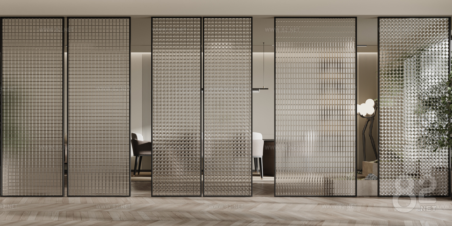Modern screen partition glass partition download | SketchUp(.skp ...